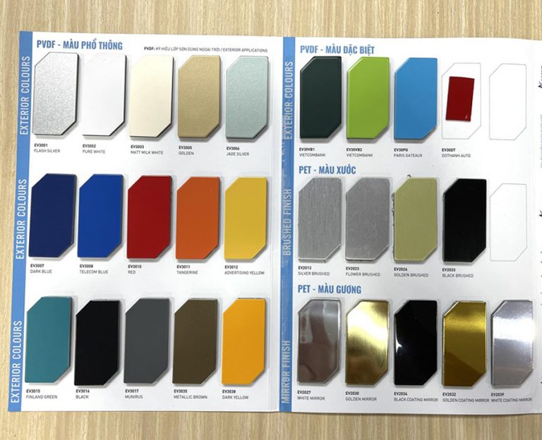 Bảng giá Alu Vermax trong nhà - Bảng màu Alu Vermax nội thất